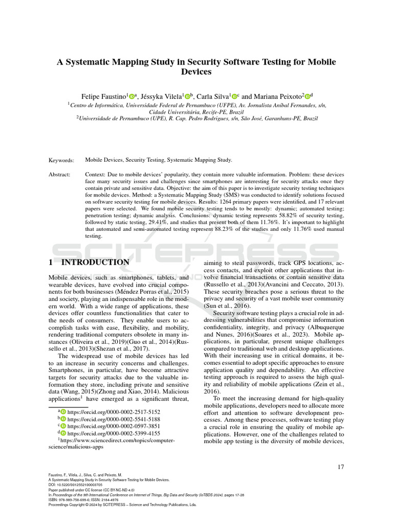 A Systematic Mapping Study in Security Software Testing For Mobile ...