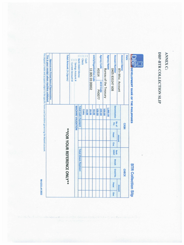 DBP-BTr Collection Slip | PDF