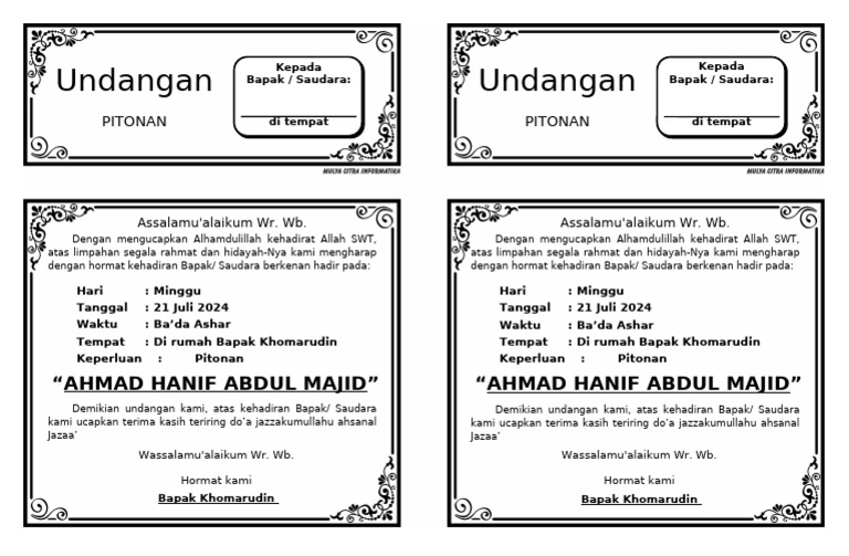 Undangan Indo PITONAN | PDF
