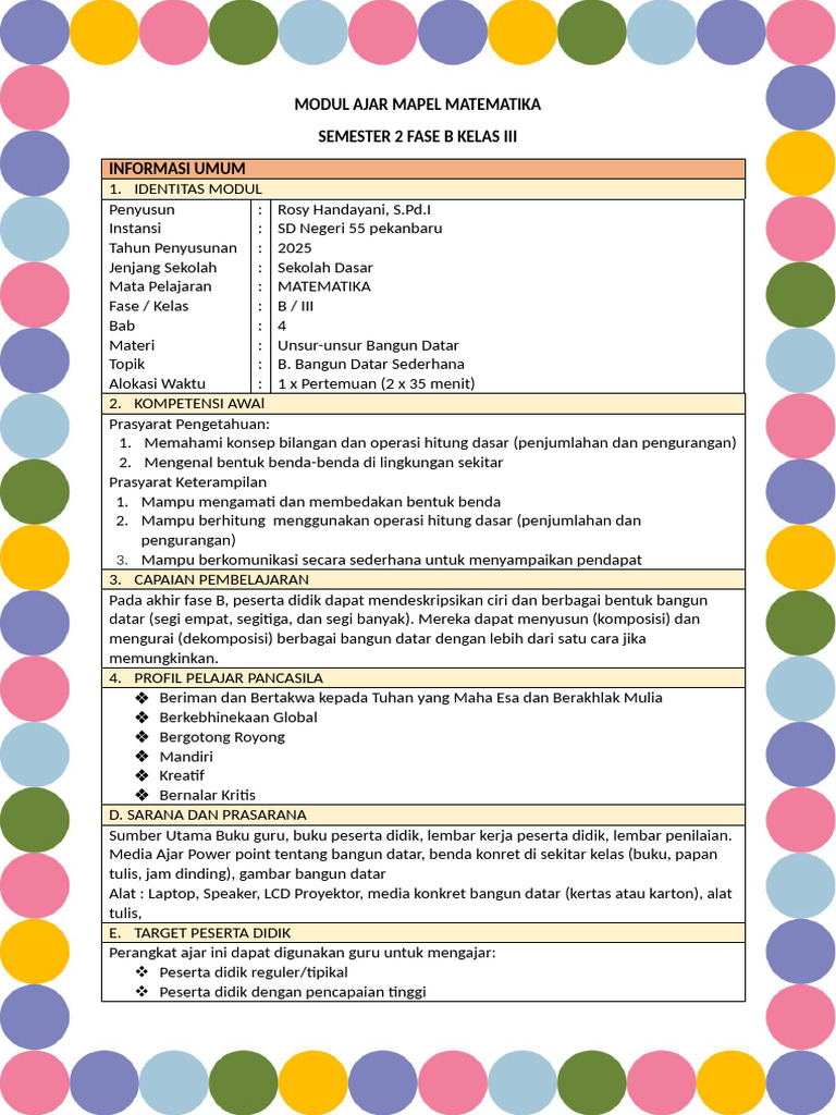 MA MTK (Bangun Datar Sederhana) | PDF