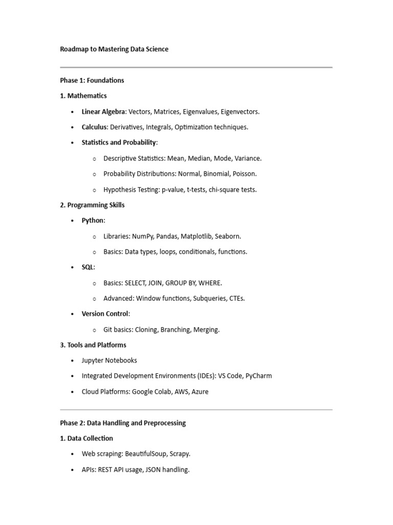 Data Science Roadmap | PDF | Eigenvalues And Eigenvectors | Data Science