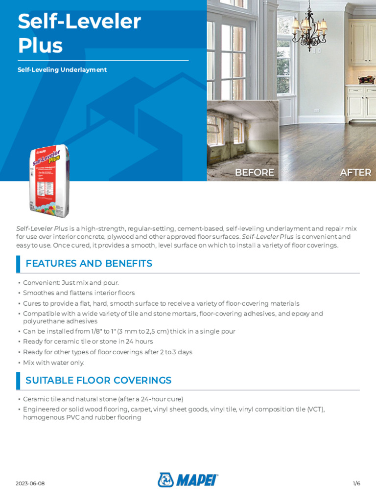 1 - 3000231 - Self-Leveler-Plus - En-Us | PDF | Flooring | Mechanical ...