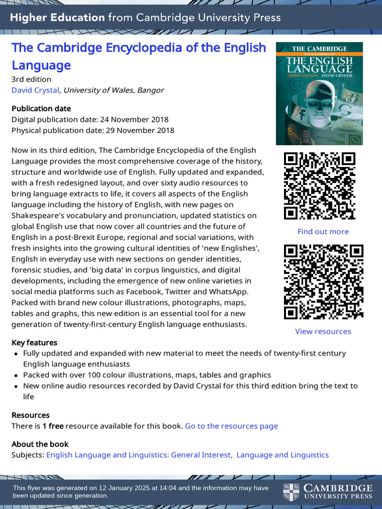 Cambridge Encyclopedia of English Language | PDF | English Language ...