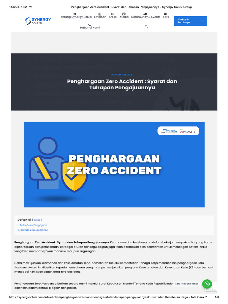 Cara Mendapatkan Zero Accident Award | PDF