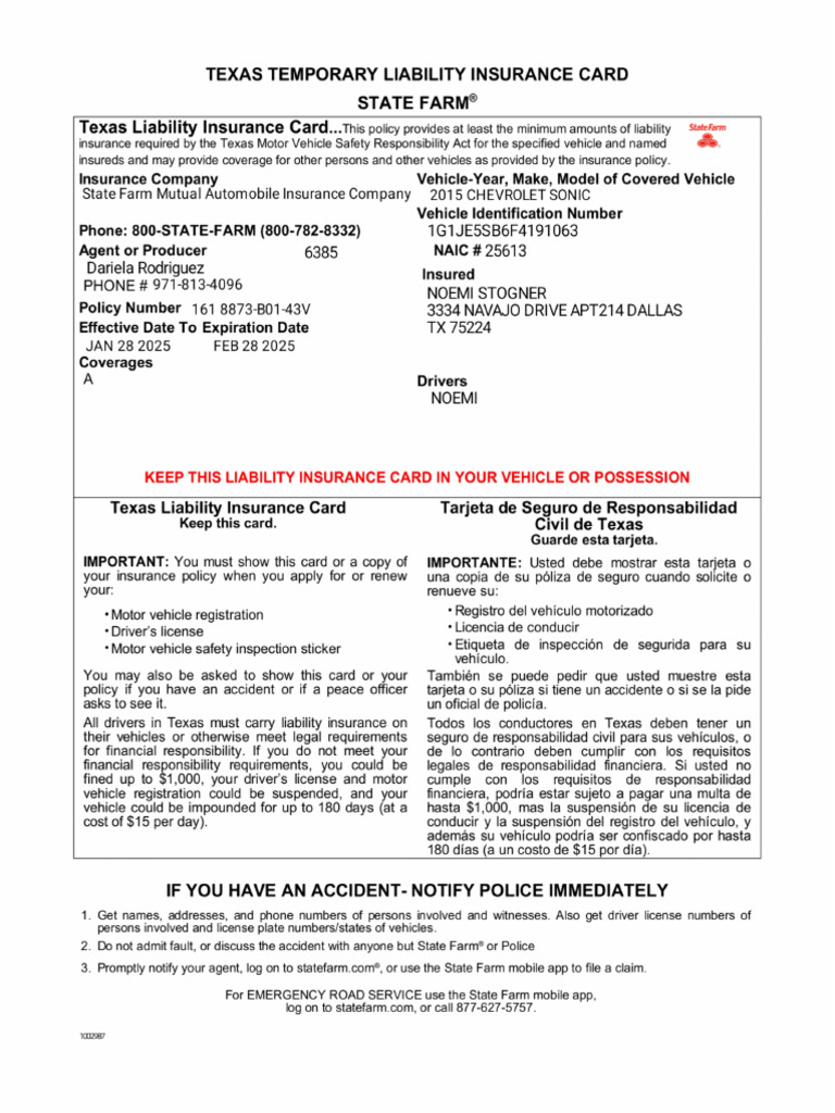 Auto Insurance STATE FARM | PDF