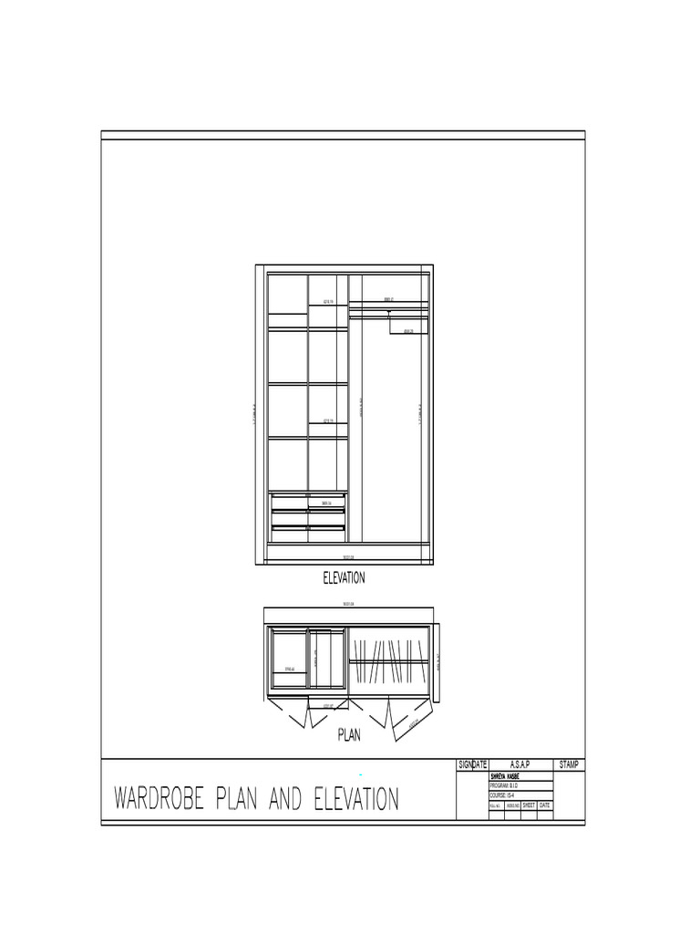 Wardrobe Plan and Elevation Details | PDF