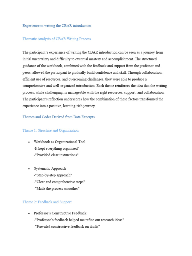 CBAR1-Experience in Writing The CBAR Introduction | PDF | Cognition ...