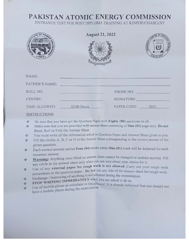 Chascent & Kinpoe Test | PDF