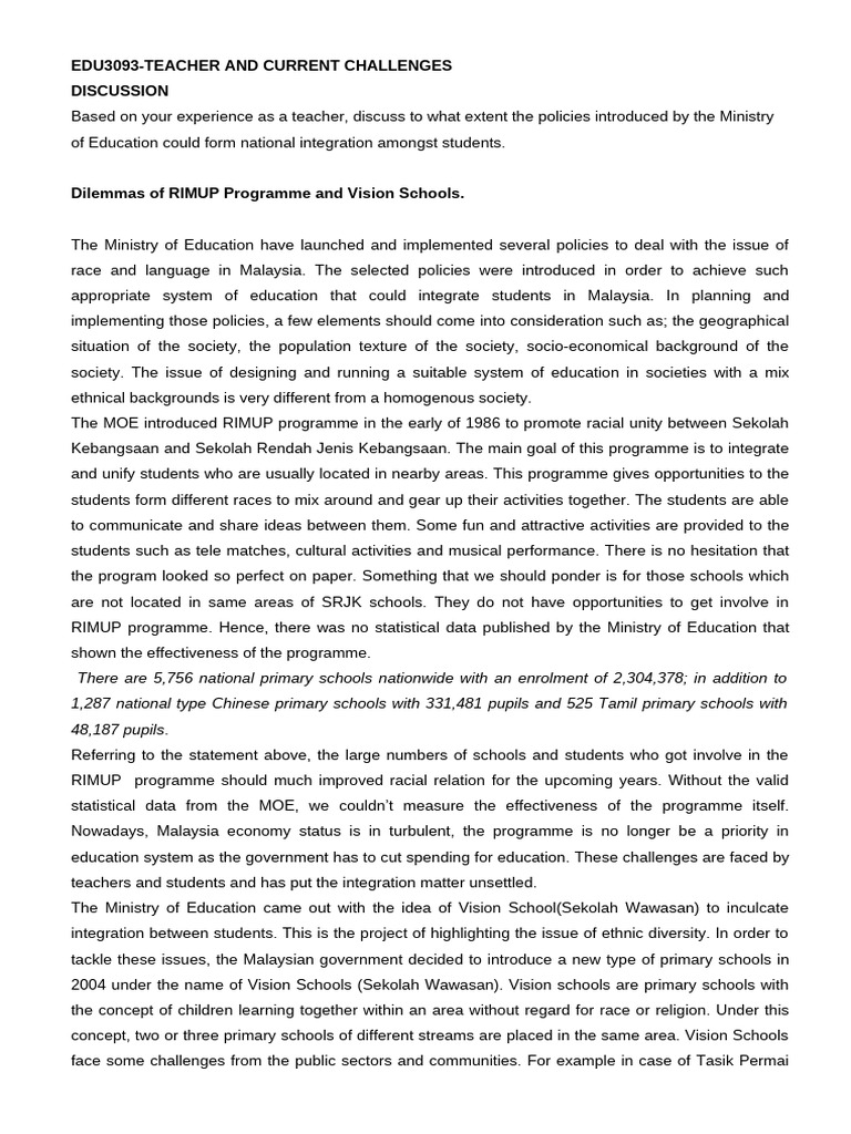 Teacher and Current Challenges | PDF | Malaysia | Race (Human ...