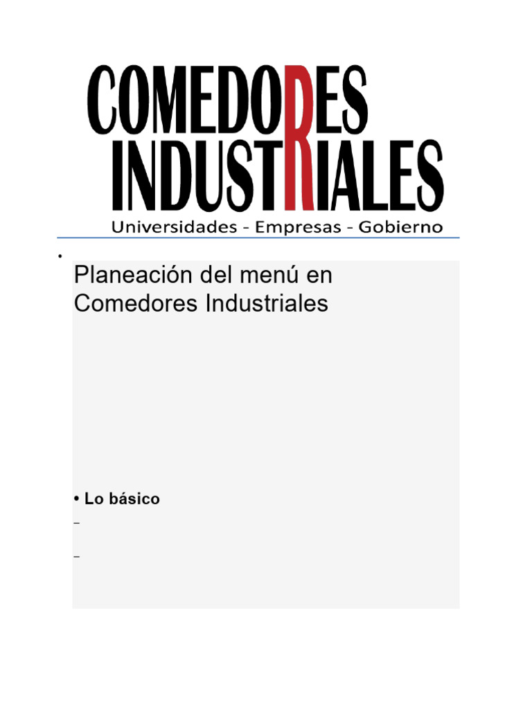 Menús para Comedores Industriales | PDF | ensalada | Alimentos