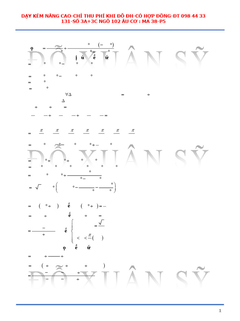 2.sin 2550 .cos 188 1 tan 368 2.cos 638 cos 98: Ạ Ỉ Thu Phí Khi Đỗ ĐH Ợp Đồ ĐT 098 44 33 Ố 3A+3C ...