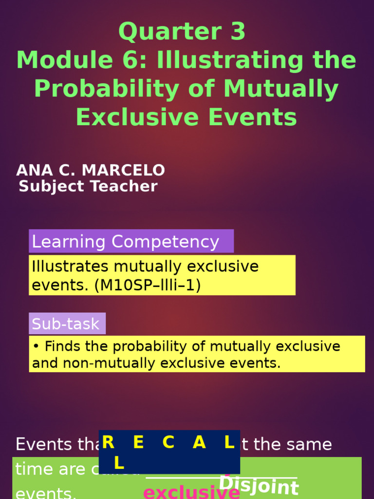 Probability of Mutually Exclusive Events | PDF | Probability Theory ...