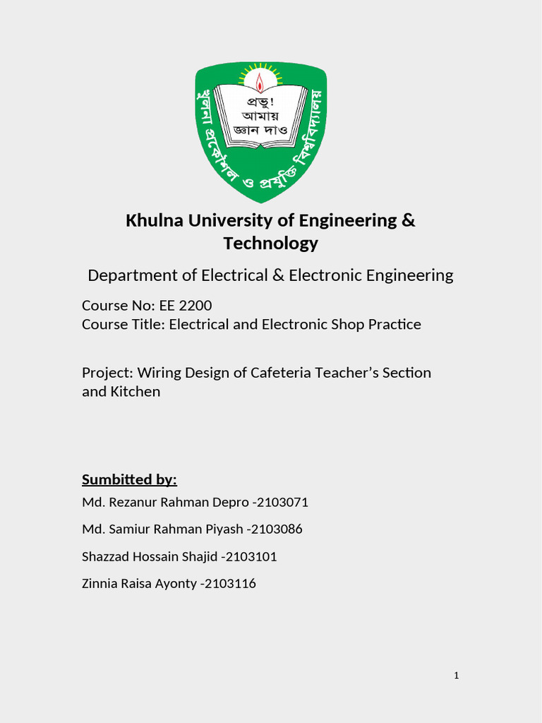 Project Report For EE 2200 | PDF | Lighting | Electrical Wiring