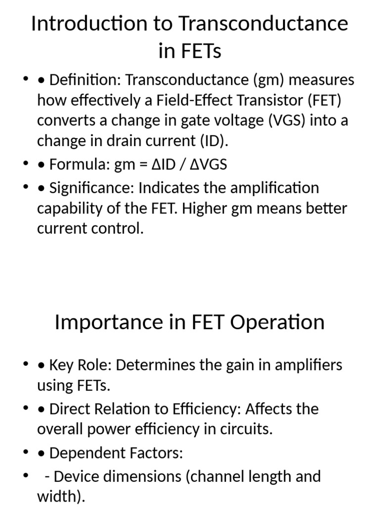 FET Transconductance | PDF