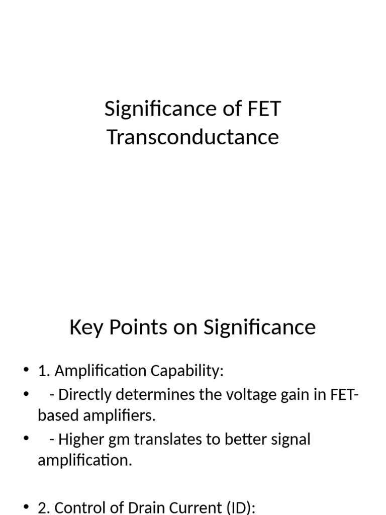 FET Transconductance Significance | PDF