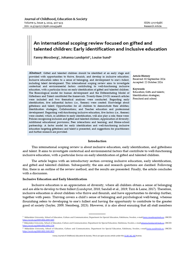 Early Identification and Inclusive Education of Gifted and Talented ...