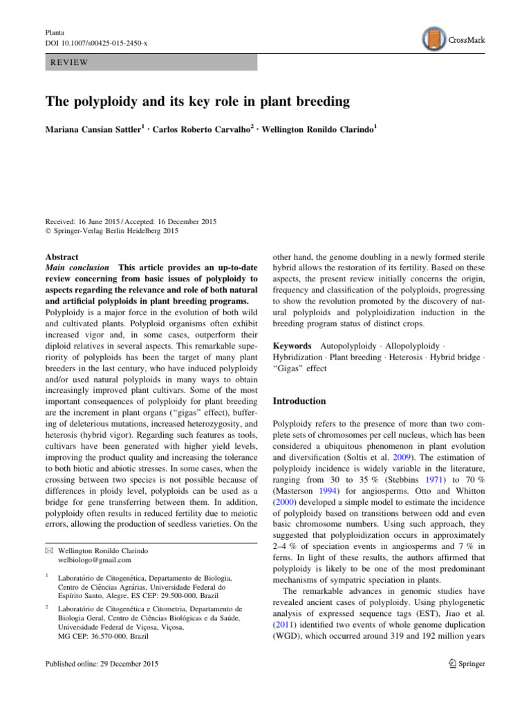 The polyploidy and its key role in plant breeding | PDF | Ploidy | Meiosis
