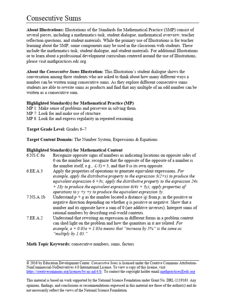 Consecutive_Sums | PDF | Numbers | Multiplication