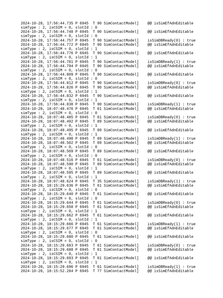 SIM Contact Model Logs Analysis | PDF