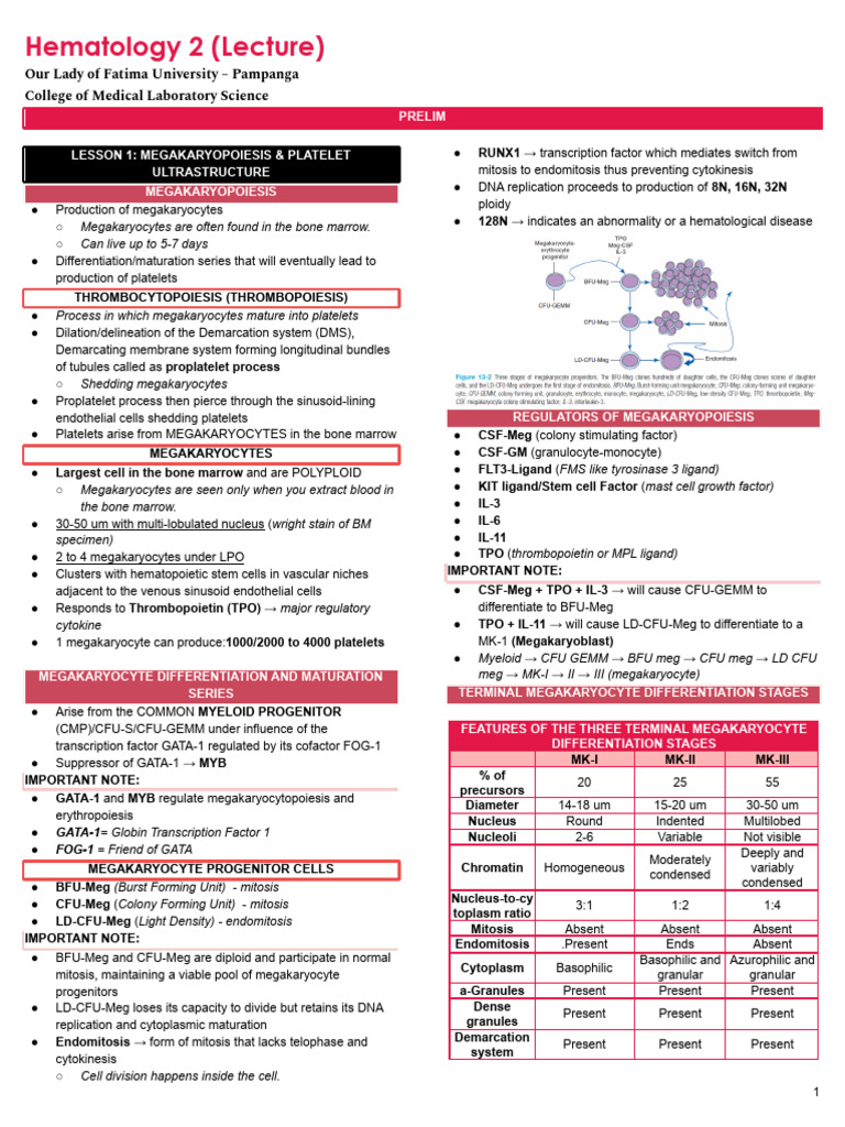 Hematology Lecture for Med Students | PDF | Coagulation | Platelet