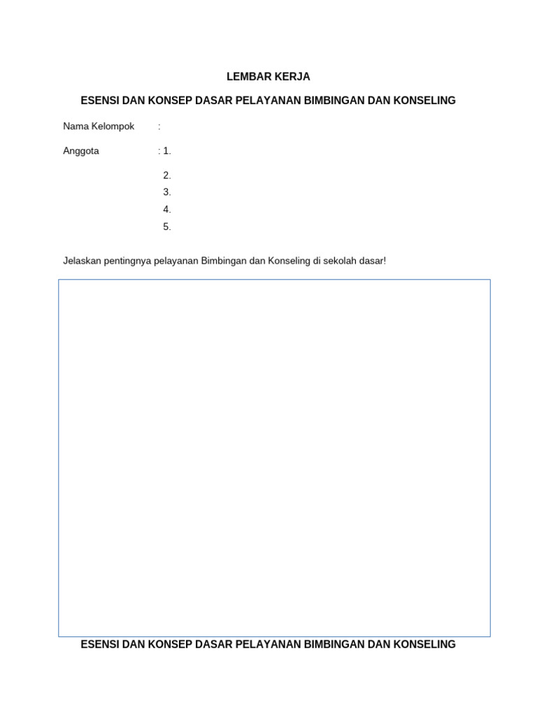 Lembar Kerja Modul Esensi Dan Konsep Dasar Pelayanan BK | PDF