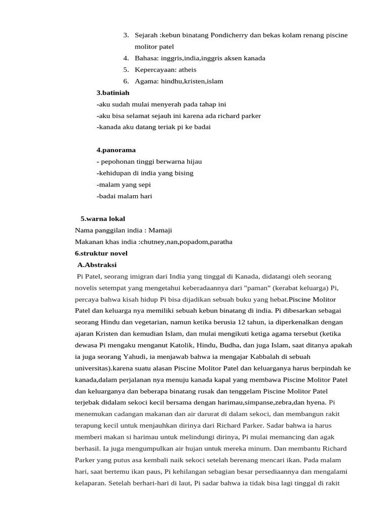 Kisah Hidup Pi Patel di Lautan | PDF