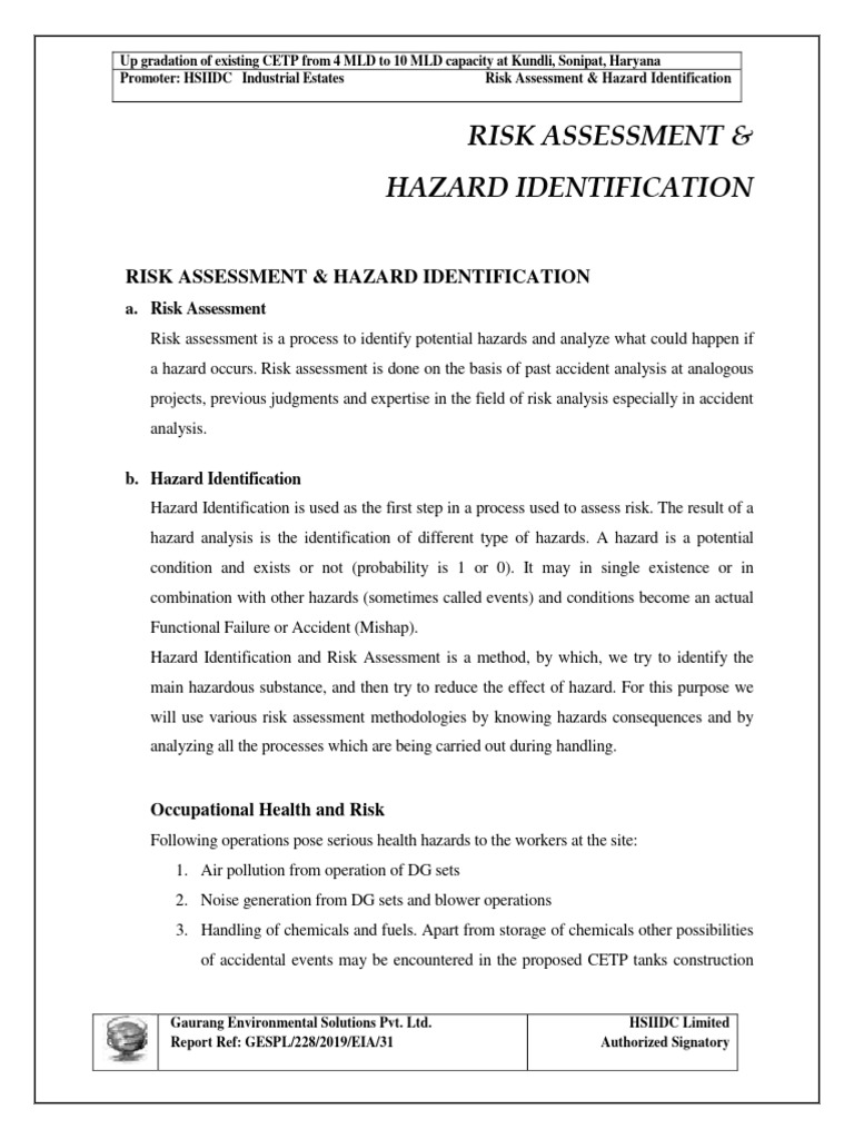 Hazard Identification & Risk Assessment Programm Sample | PDF | Hazards | Fires