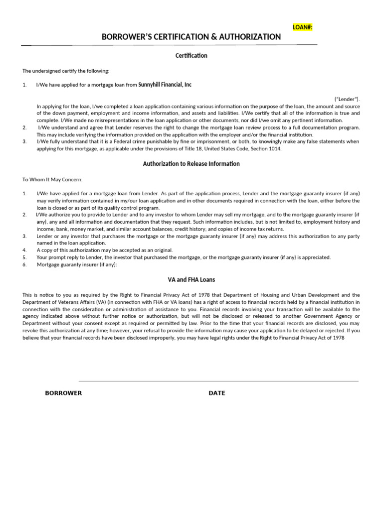 borrower-auth-form- | PDF | Loans | Mortgages