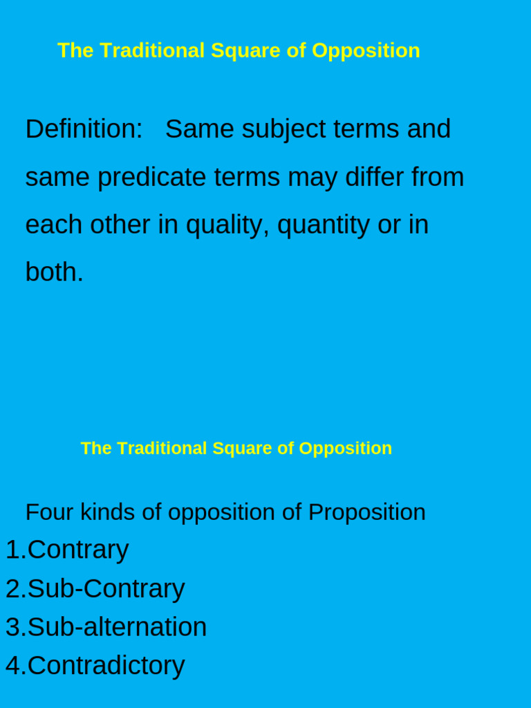 Understanding the Traditional Square of Opposition | PDF | Logical ...