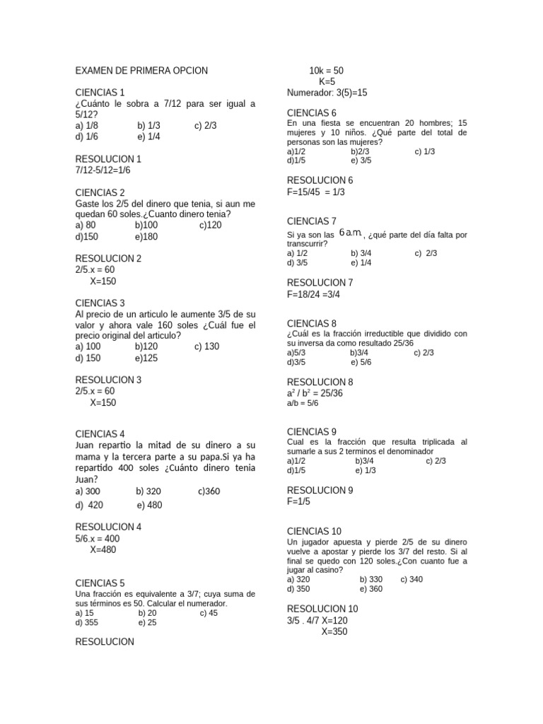 Examen RM para Primero, Segundo y Tercero | PDF | Aritmética