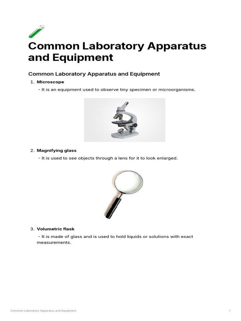 Common Laboratory Apparatus and Equipment | PDF | Eukaryotes | Tissue ...