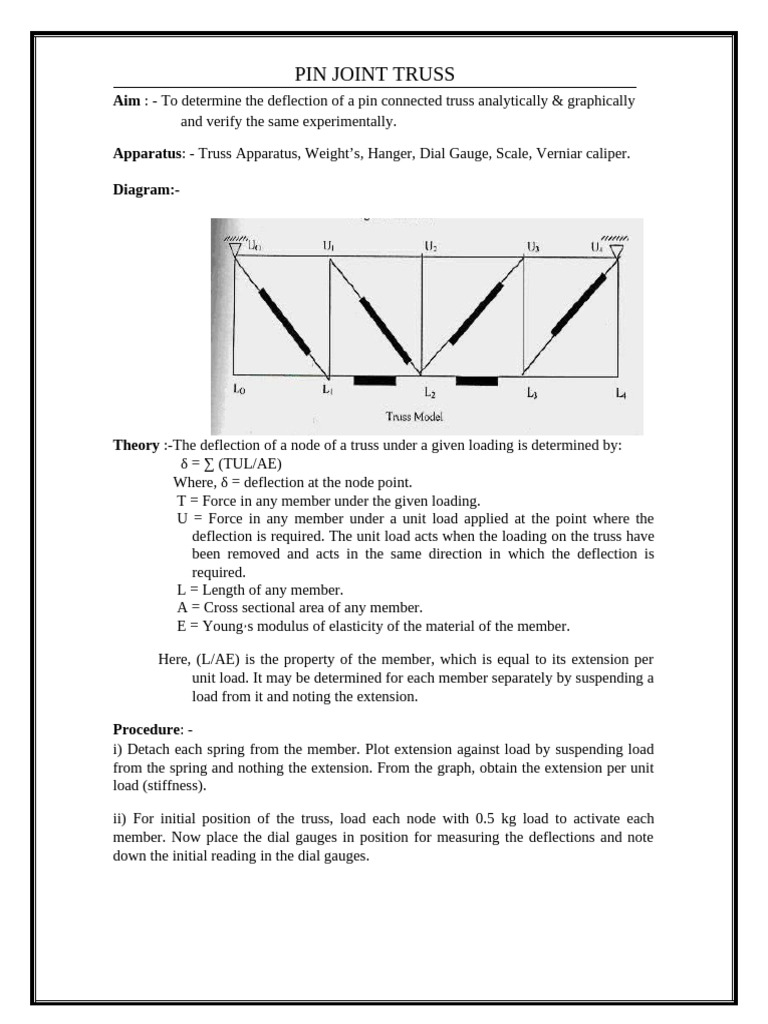 Pin Joint Truss Lab Manual | PDF | Truss | Physical Sciences
