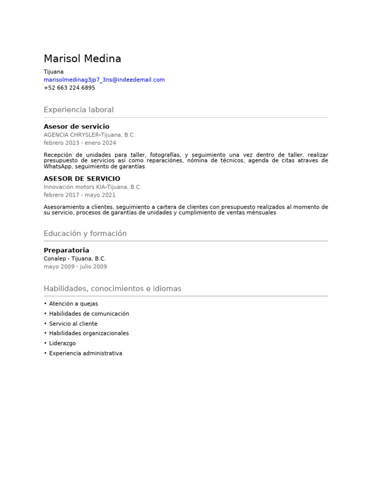 CV Marisol Medina | PDF