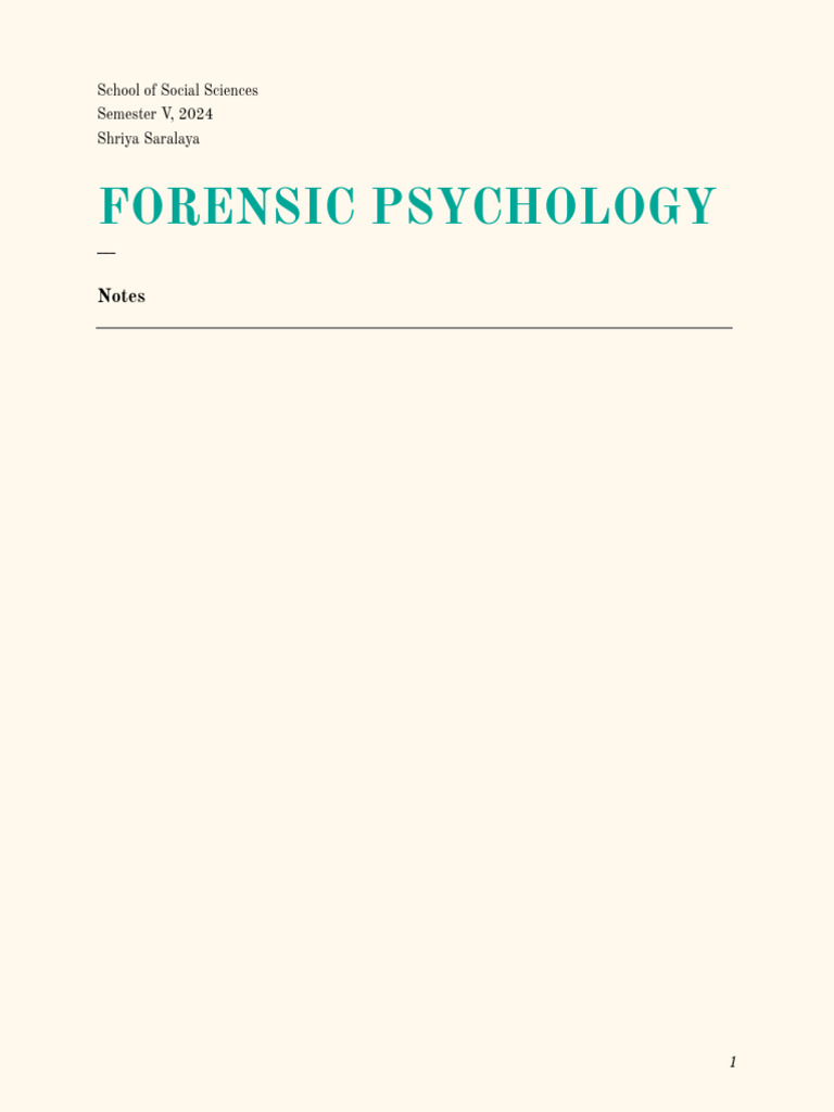 Forensic Psychology 5th Semester | PDF | Violence | Juvenile Delinquency