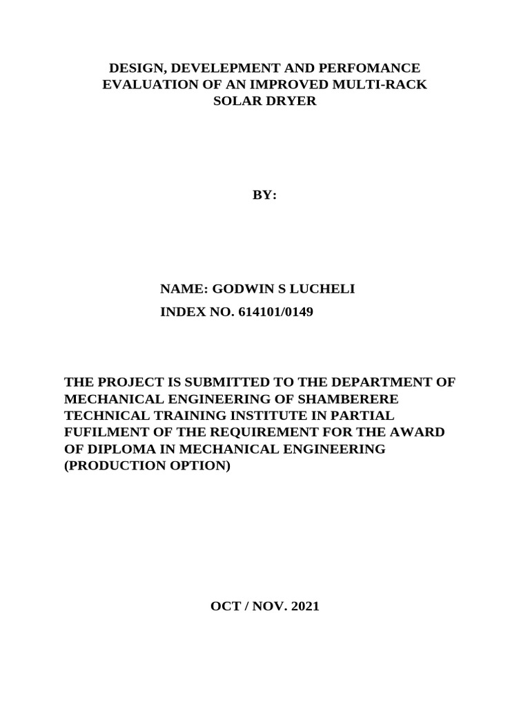 Improved Multi-Rack Solar Dryer Project | PDF | Atmosphere Of Earth ...