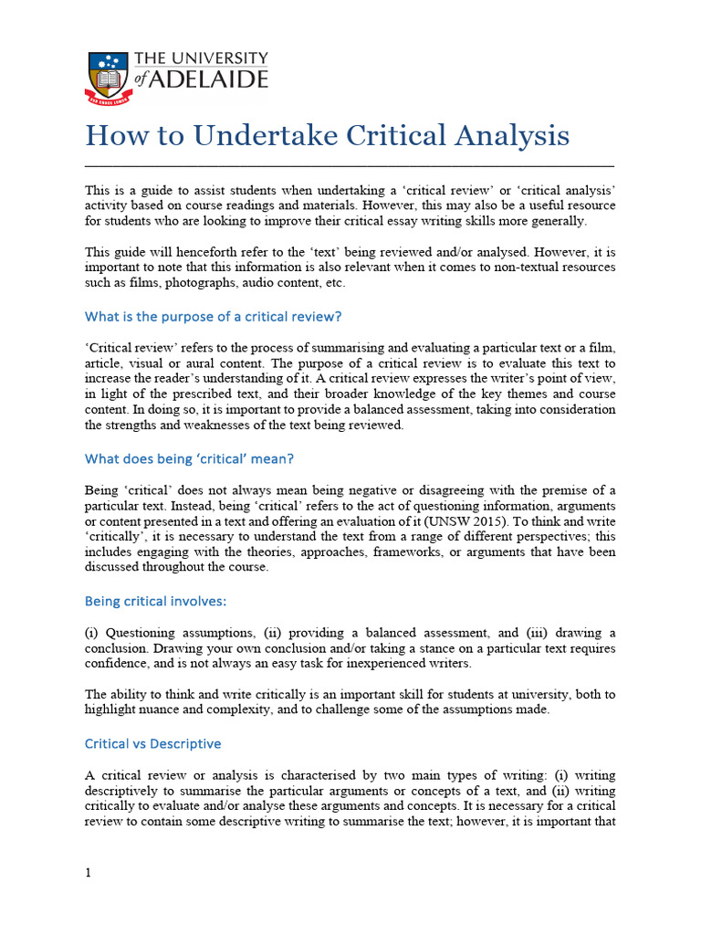 how-to-write-a-critical-review | PDF | Critical Thinking | Argument