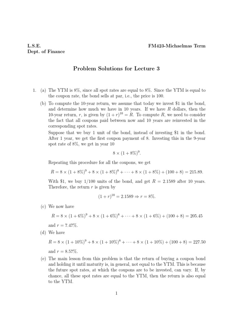 Lecture 3 Ps | PDF | Bonds (Finance) | Spot Contract
