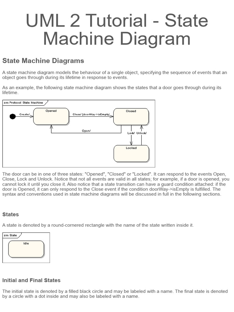 State Machine Diagram - UML 2 Tutorial - Sparx Systems | PDF | Computer ...