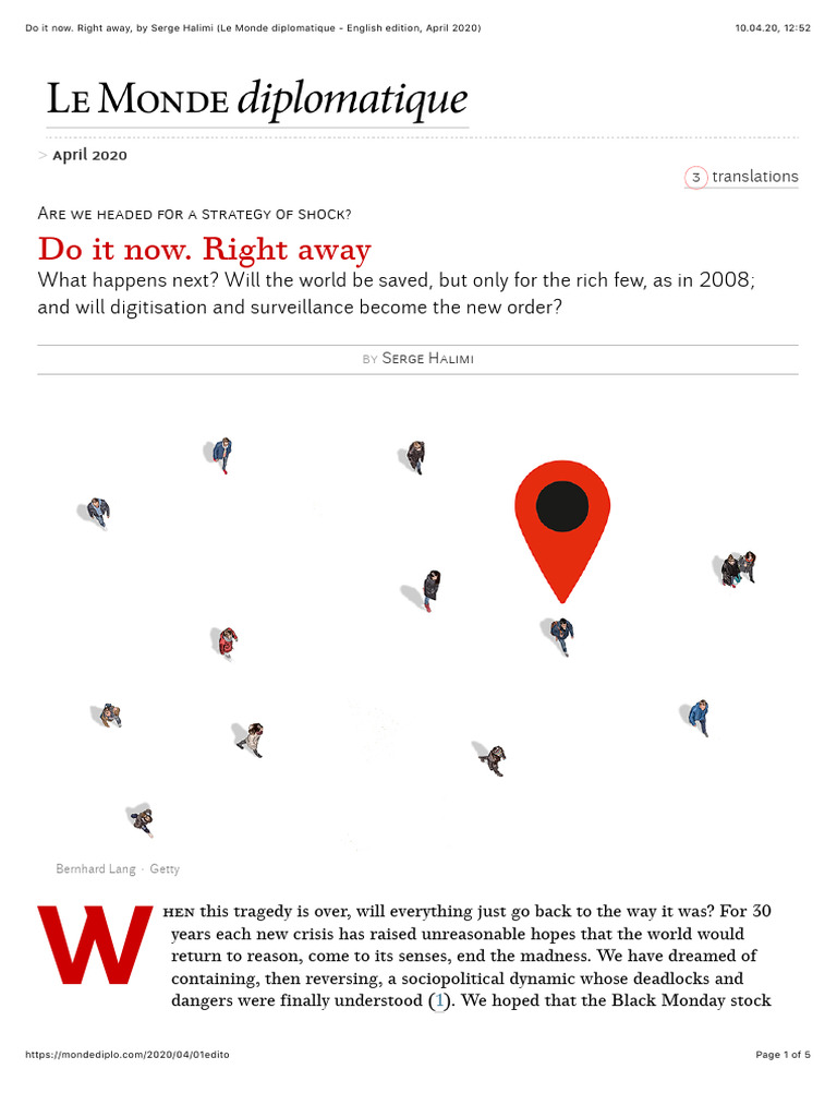 Do it now. Right away, by Serge Halimi (Le Monde diplomatique - English ...