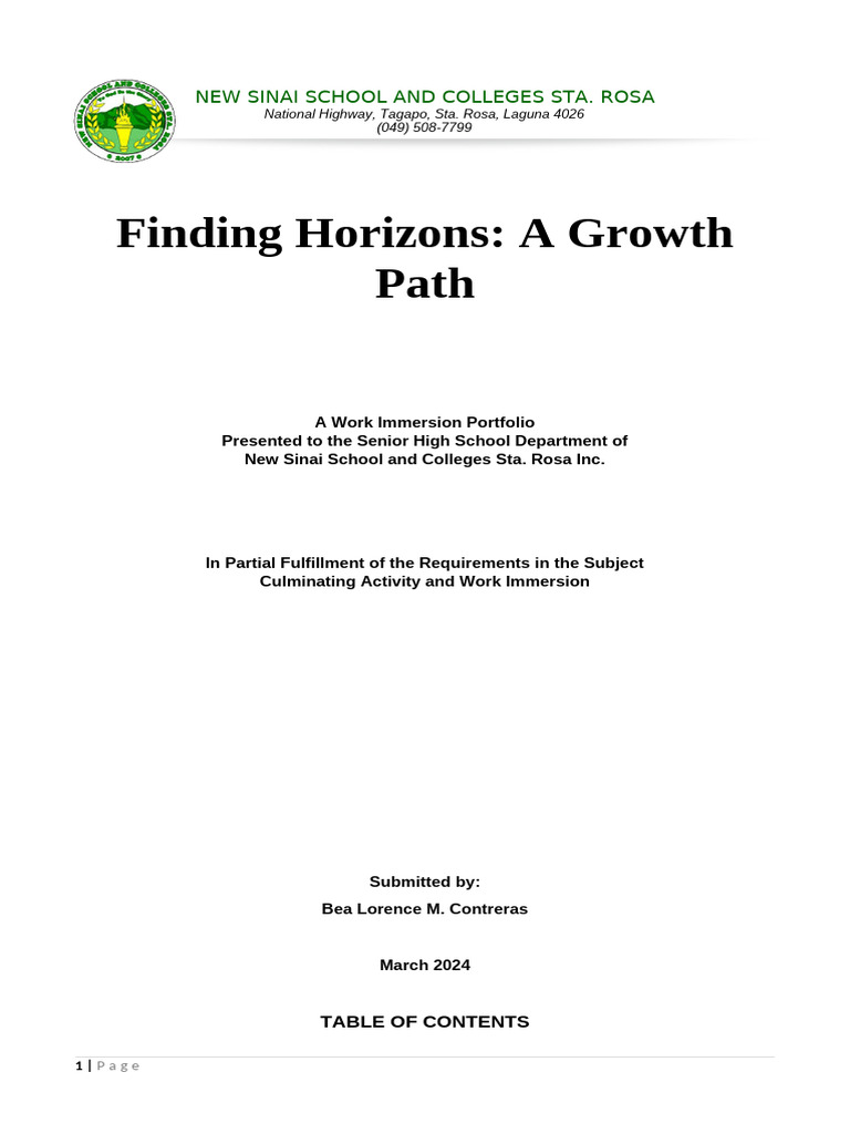 Portfolio Format Pdf
