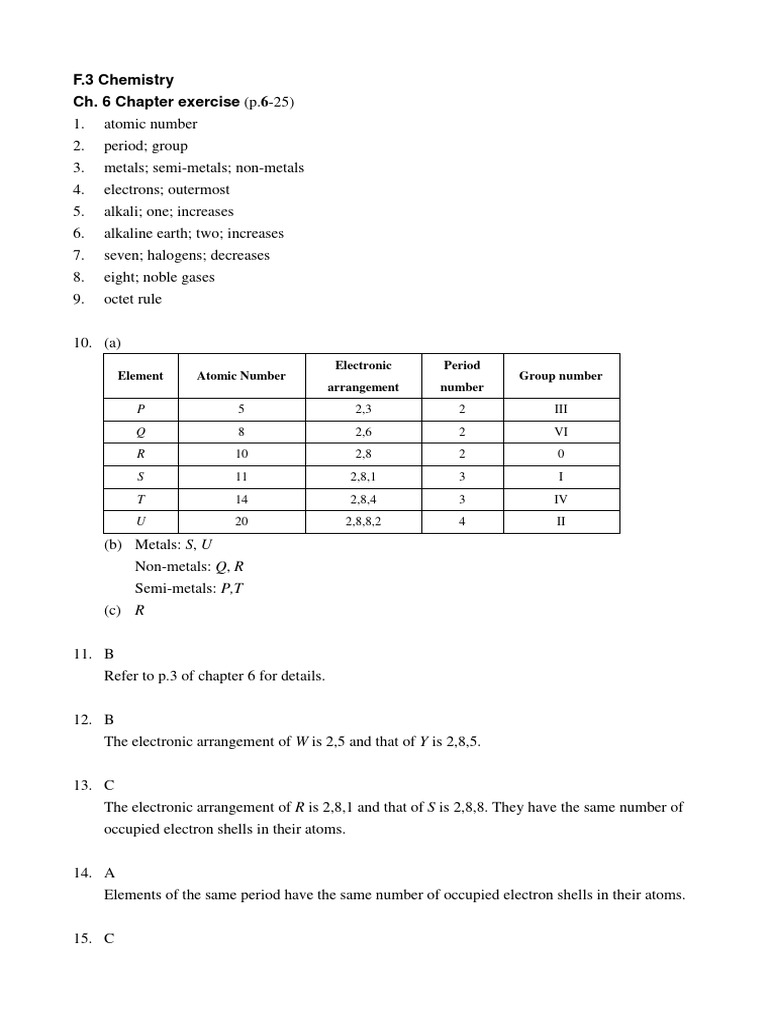 ch6 and 7 Textbook Answer (New Edition) | PDF | Ion | Chloride