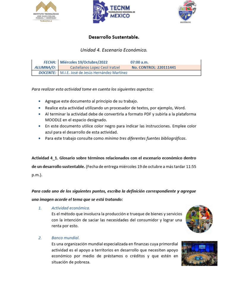 Act 4.1 Glosario | PDF | Oferta (economía) | Producto Interno Bruto