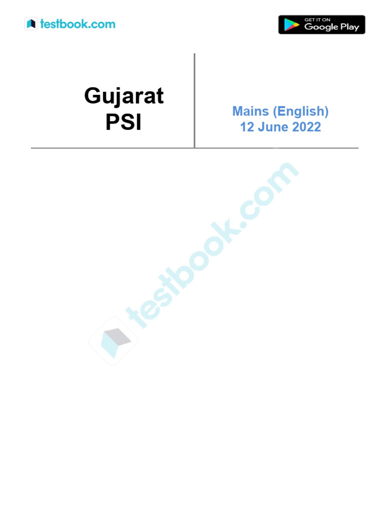 Gujarat PSI Mains Paper 2022 PDF | PDF