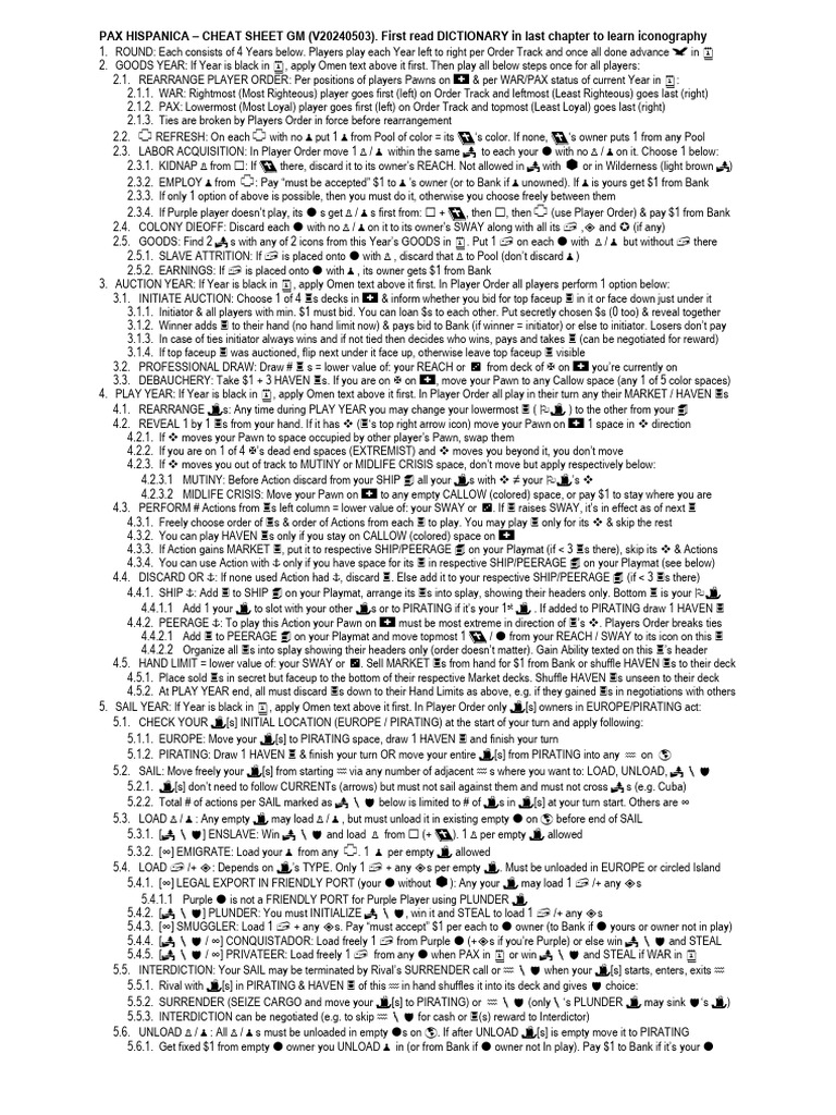 Pax Hispanica Rules Overview | PDF