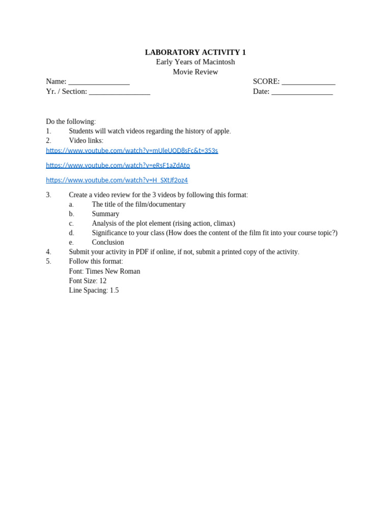 Laboratory Activity 1 Pdf