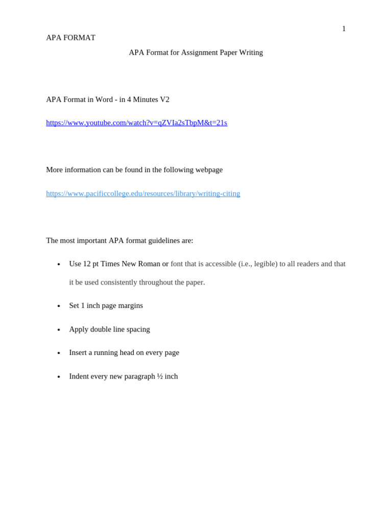 APA format for assignment paper writing | PDF | Apa Style | Publishing