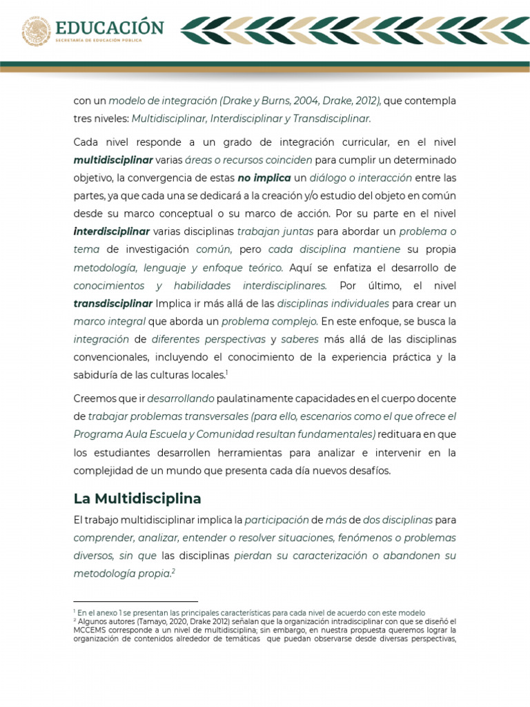 La - Transversalidad - en - El - MCCEMS - Cortado | PDF | Interdisciplinariedad | Aprendizaje