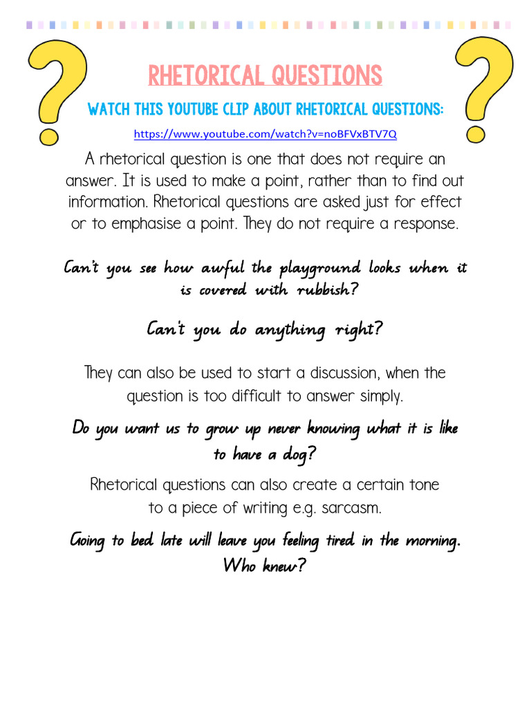 Rhetorical Questions Task | PDF
