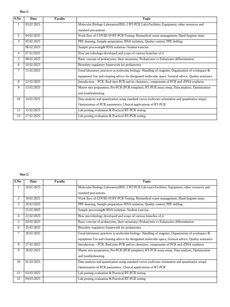 Electives-III Schedule 2025 | PDF | Reverse Transcription Polymerase Chain Reaction | Polymerase ...