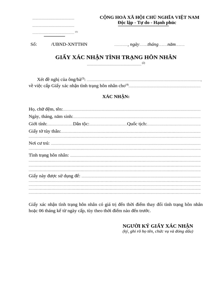 Mau Giay Xac Nhan Tinh Trang Hon Nhan 0902102150 | PDF